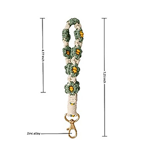 Poagoep Macrame Keychain Handmade Wristlet Keychain Wrist Lanyard for Keys Cute flower keychain Key Chain for Women(3)