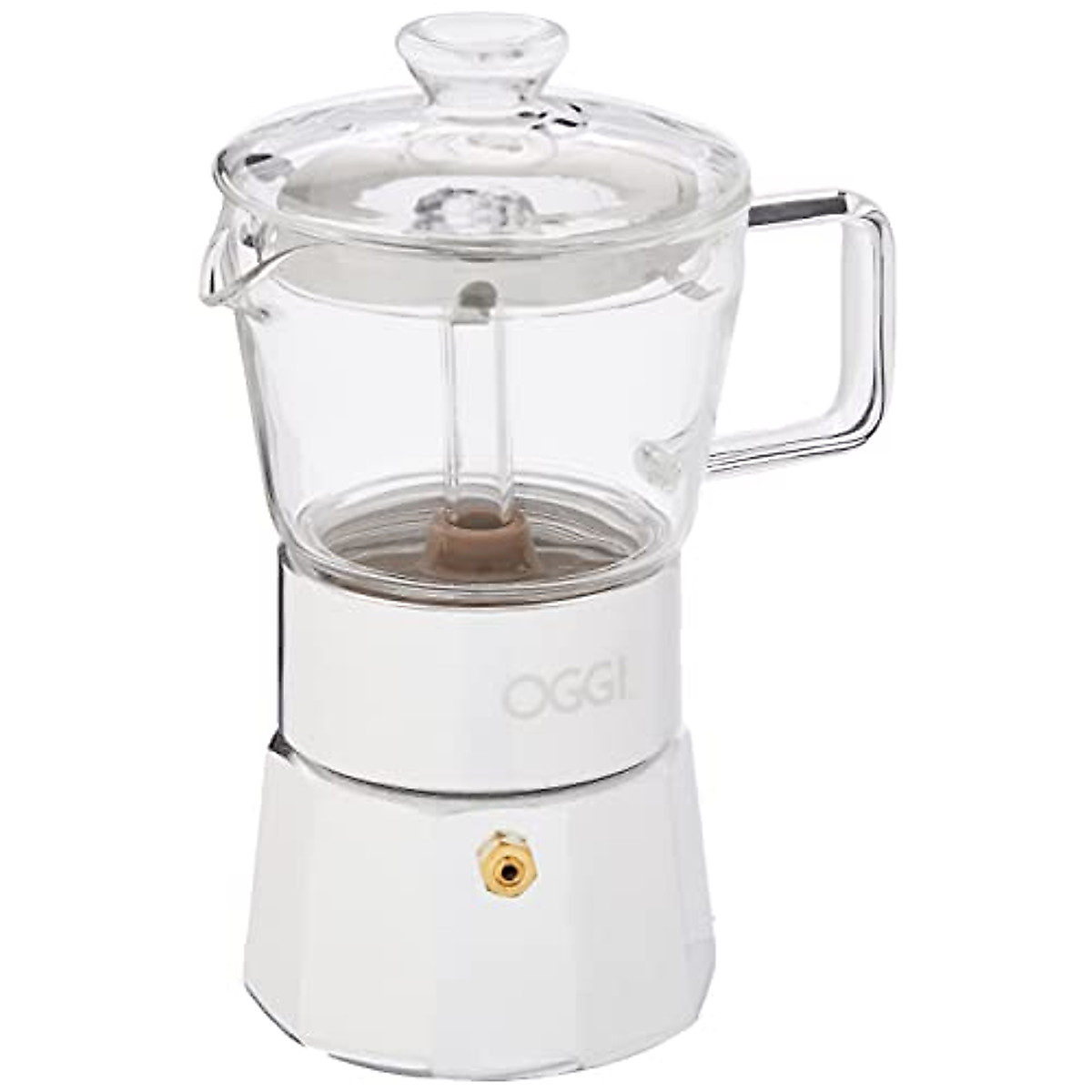 Oggi Stovetop Espresso Maker Moka Pot- 4 cup (4oz), Borosilicate Glass, Italian Coffee Maker, Espresso Coffee Maker, Stovetop Coffee Maker