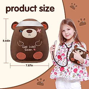 SEAOPOP Get Well Soon Bear Plush: Cute Soft Teddy Bear with Bandage Stuffed Animal, Feel Better Plushies Toy, Get Well Gifts for Recovery Kids Women Patient After Surgery