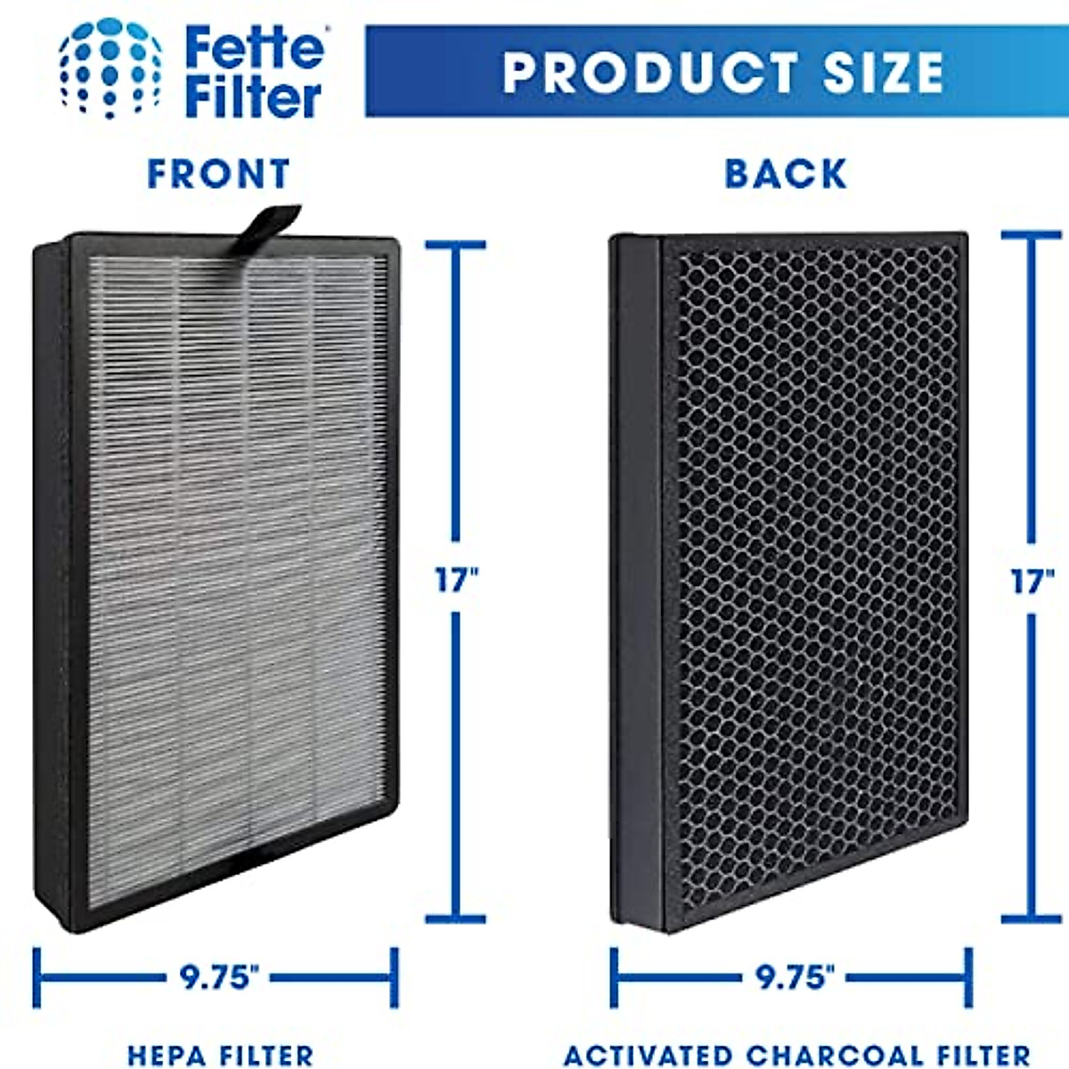 Fette Filter - PM1539 True HEPA H13 Replacement Air Purifier Filter Set Compatible with Inofia Air Purifier System Compare to Part # PM1539. Pack of 2