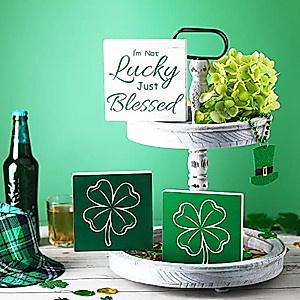 3 Pieces St. Patrick's Day Decorations for The Home Wood Sign Green Shamrock Irish Table Decor St Patrick Day Table Decorative Signs and Plaques for St Patrick's Day Decorations Supplies