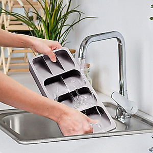 Moi Doi Kitchen Drawer Organizer Silverware Organizer for Kitchen Storage Tray Box for Cutlery Spoon Knife and Fork Partition Storage Gray