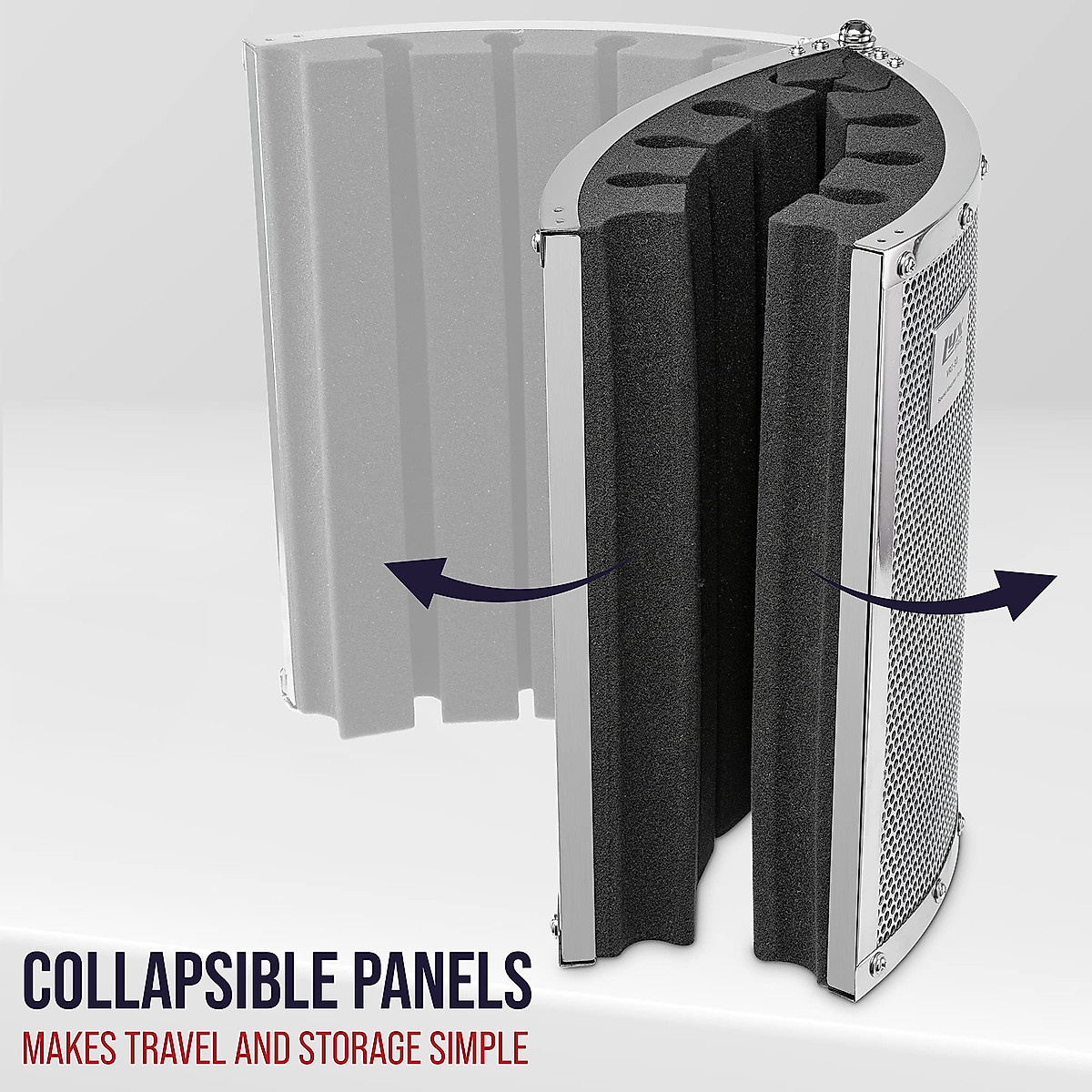 LyxPro VRI-30 Sound Absorbing and Vocal Booth Recording Microphone Isolation Shield Panel for Home Office and Studio Portable & Foldable Stand Mount Adjustable