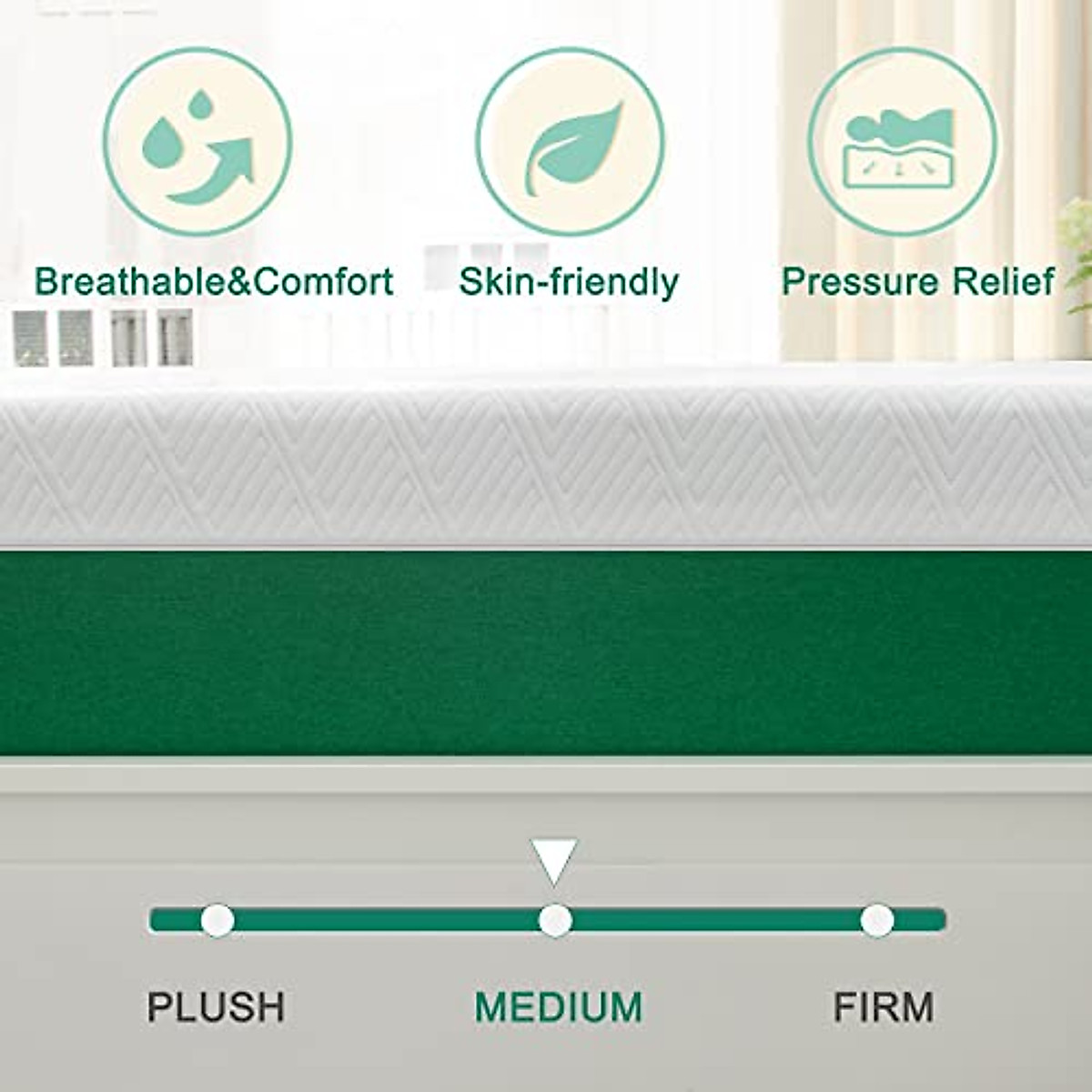 mintgreen Queen Mattress, 8 inch Gel Memory Foam Mattress with CertiPUR-US Certified Foam Bed Mattress in a Box for Sleep Cooler & Pressure Relief, Queen Size Mattress