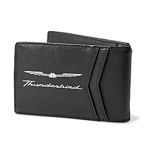 iPick Image, Compatible with - Ford Thunderbird Black PU Leather Slim RFID Resistant Bi-fold Men Wallet