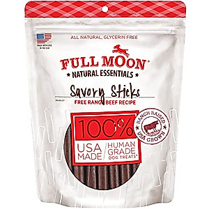 Full Moon All Natural Human Grade Dog Treats, Essential Beef Savory Sticks, 22 Ounce, 1.375 Pound (Pack of 1)