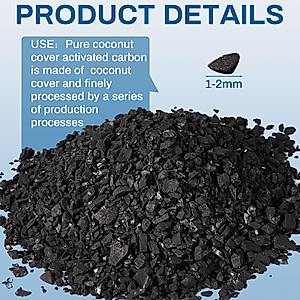 Timgle Bulk Water Filter Air Filter Activated Charcoal Coconut Hull Granular Activated Carbon 10-18 Mesh Water Distiller Charcoal Filters Water Filter Media for Water Filtration (6.6 Lbs)