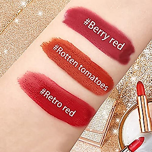 Gireatick Matte Lipstick Makeup Set for Woman, 3pcs Long Lasting Velvet Lipstick in One Glamour Chain Bag, Non-Stick Cup Red Lipstick, Not Fade Waterproof, Color Sensational Lipstick set, Lip Kit Gift Set
