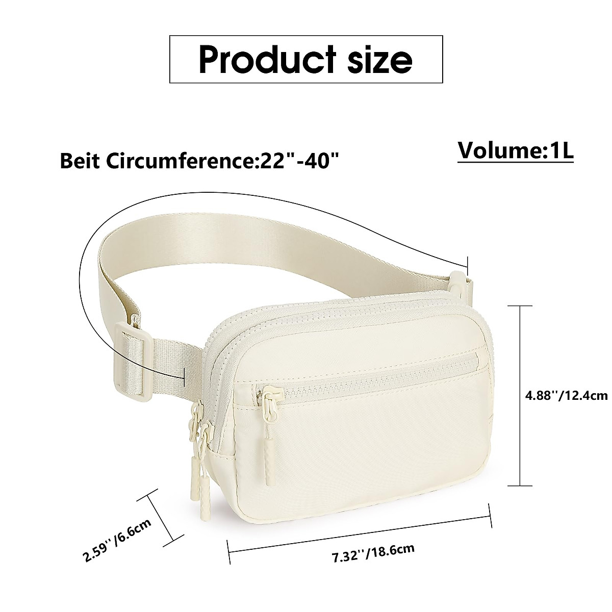 WESTBRONCO Fanny Packs for Women Men, Belt Bag with 4 Zipper Pockets, Fashion Waist Packs, Lightweight Crossbody Bags with Adjustable Strap for Workout/Running/Hiking (Beige)