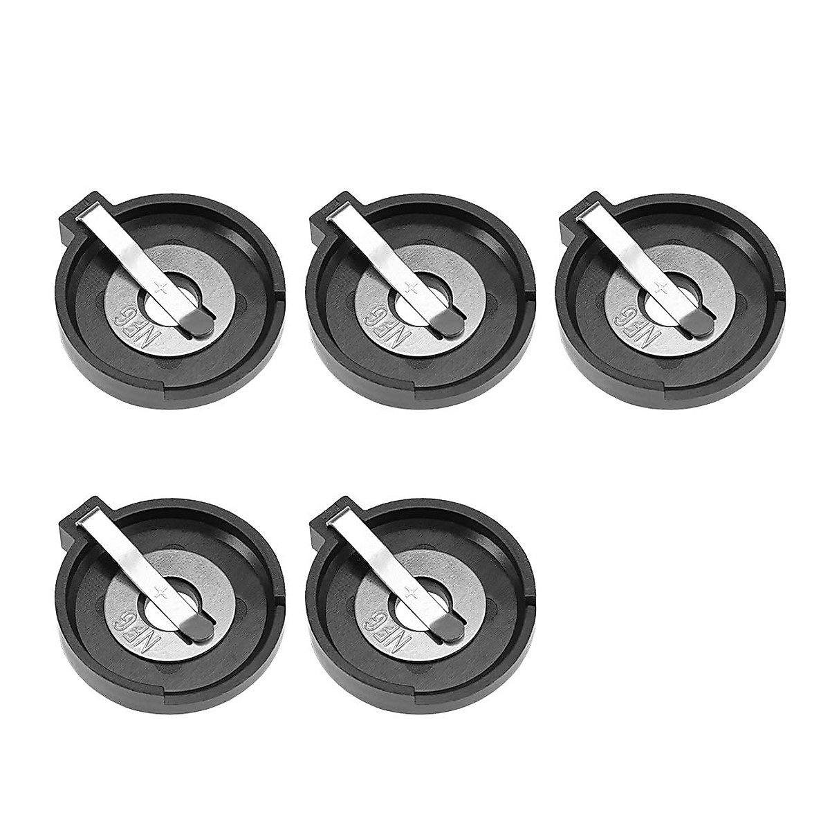 uxcell 5 Pcs CR2430 Horizontal Coin Button Battery Holder Black Container Case
