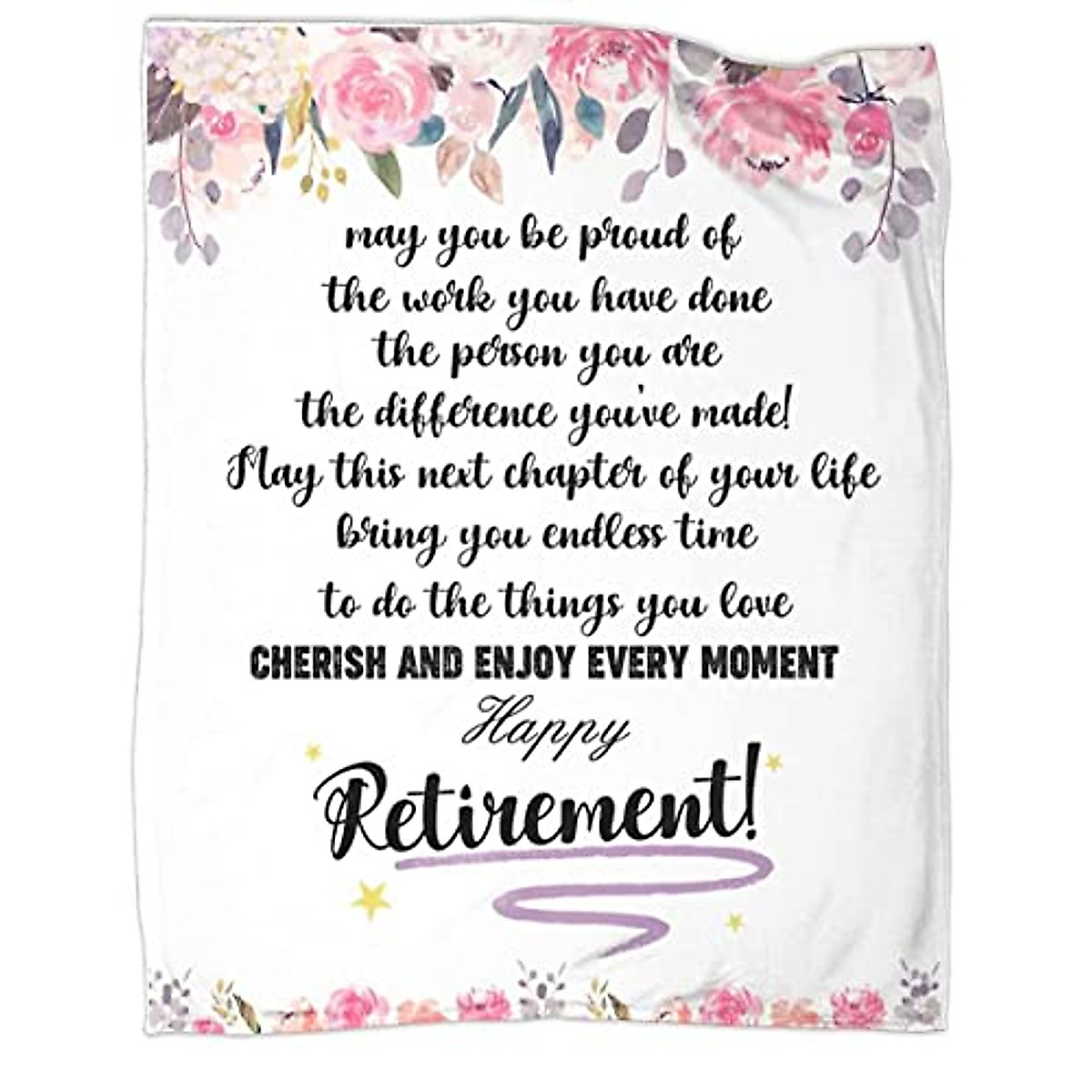 BUUGVIIL Retirement Gifts Retirement Blanket Retired Throw Floral Blankets for Boss Coworker Friend Farewell Gifts 50X60 in