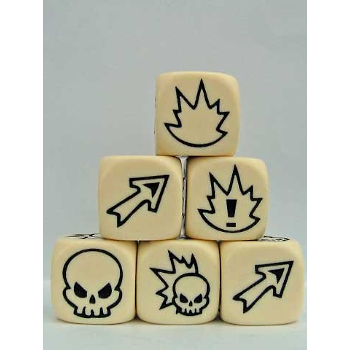 Flaming Skull Dice - Ivory w/Black - 3 dice Fantasy Football Block dice Set