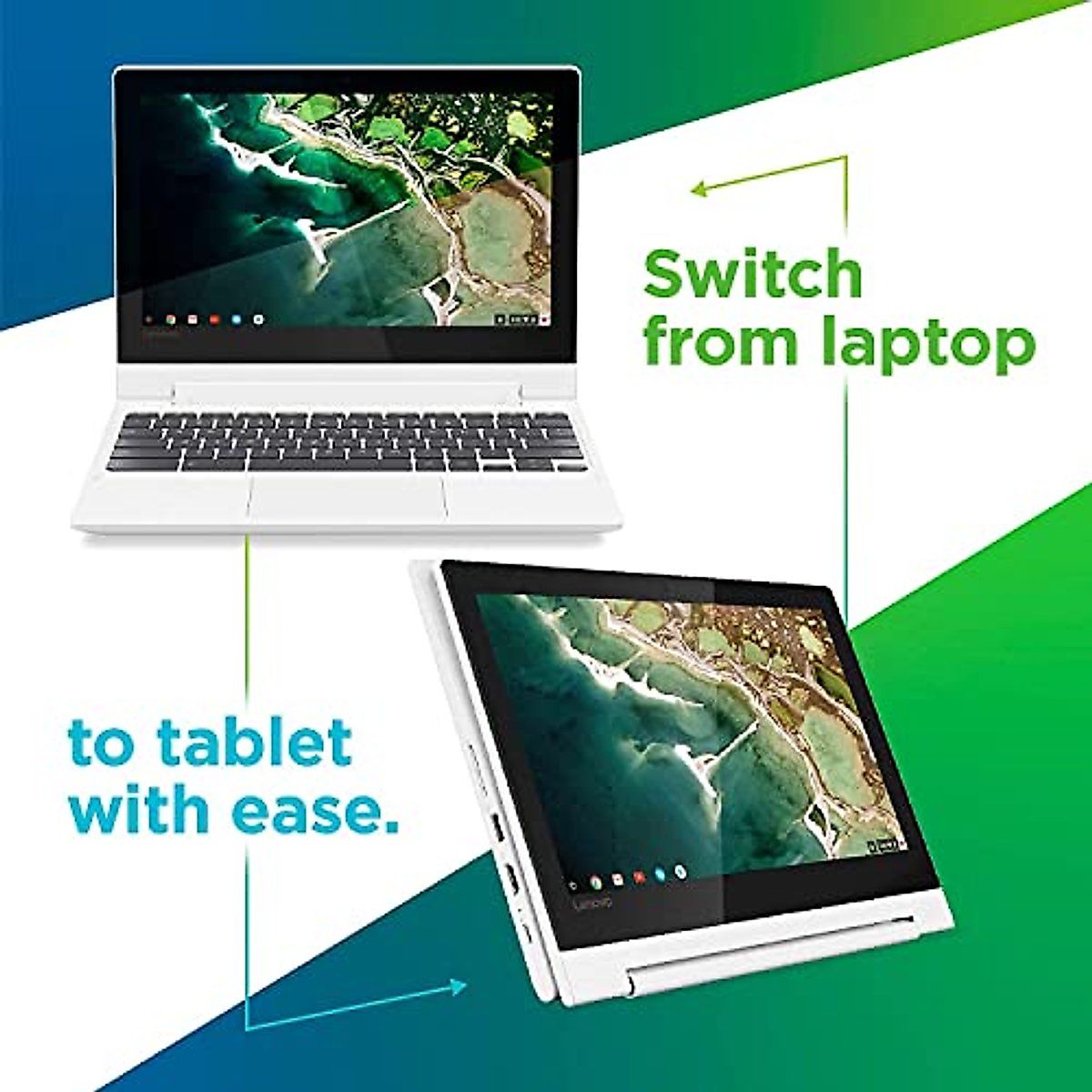 Flagship Lenovo Chromebook Flex 3 2 in 1 Touchscreen Laptop Computer, 11.6-Inch HD (1366 x 768) IPS Display, MediaTek MT8173C Processor, 4GB LPDDR3, 64 GB eMMC, Chrome OS, Blizzard White