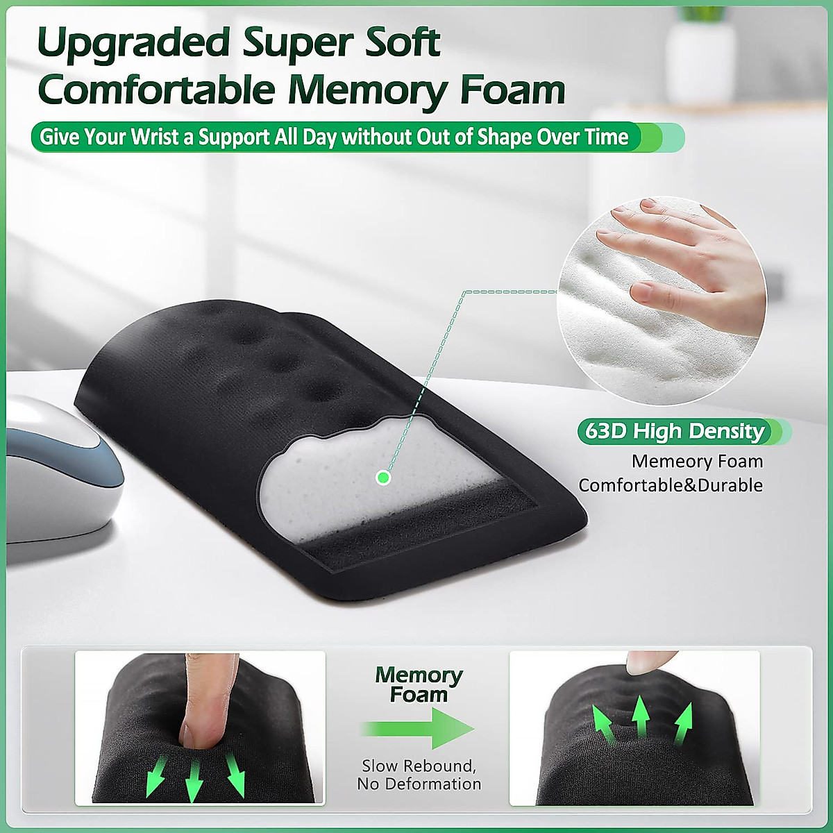 Gimars Upgrade Soft Memory Foam Keyboard Wrist Rest with Massage Dot, Ergonomic Wrist Rest for Computer Keyboard with PU Non-Slip Base, Comfortable Wrist Pad for Office,Typing Pain Relief