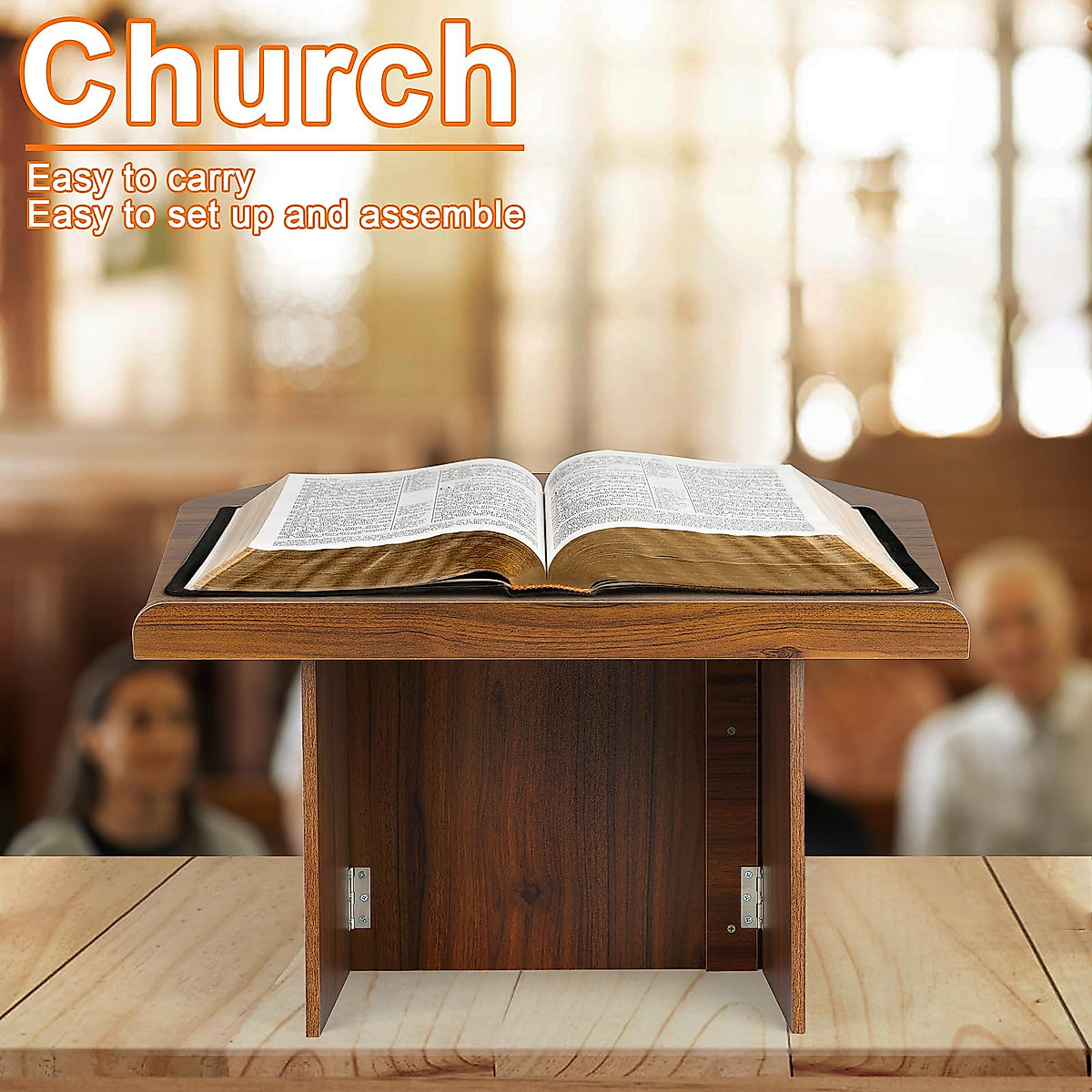 foriy Foldable Desktop Lectern Tabletop Podium Portable Lectern Book Stand Presentation Podium for Churches Restaurants Classrooms Conference Room 26.7''L x 15''W x 18.5''H