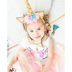 Luke and Lulu Unicorn Birthday Outfit for Baby Girls 3 Piece Tutu Set - 1st Birthday Girl - Pink, Rainbow