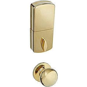 MiLocks TFK-02P Digital Deadbolt Door Lock and Passage Knob Combo with Keyless Entry via Keypad Code for Exterior Doors, Polished Brass