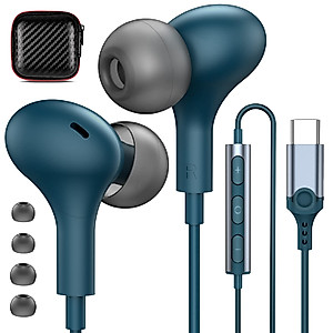 APETOO USB C Headphones for Samsung S24 Ultra S23 S22 S21 FE Plus A35,iPhone 15 Plus 16 Pro,iPad 10,Magnetic Wired Earbuds Noise Canceling in-Ear Type C Earphone Mic Volume Control for Pixel,OnePlus