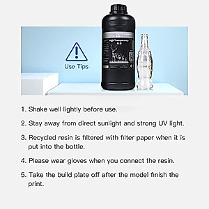 NOVA3D High Transparent 3D Resin Non-Yellowing 405nm photopolymer Resin Clear Like Glass for LCD 3D Printing, 500g