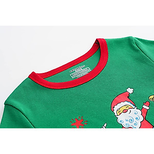 UNICABBIT21 Pajamas for Girls Cute Green Christmas Sleepwear Little & Big Kids Loungewear PJS Clothes 2PCS Set Size 4