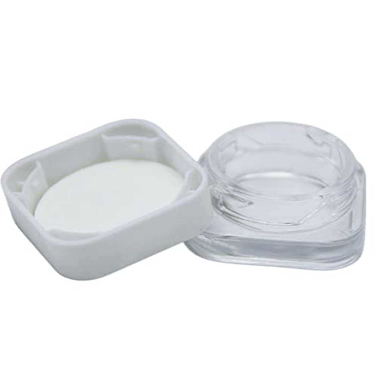 90 packs 5ml Square Glass Jar Concentrate Jars with White Push-and-Turn Lids, White Screw child resistant lid for Safely Storing Concentrates, Shatter and Oils