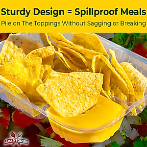 Anti-Spill, Large 6x8 Inch Plastic Nacho Trays 25 Pack. Reusable 2 Compartment Boats Great for Dips, Snacks, Fair Foods. Portable Nacho Chip Holders for School Carnivals, Parties, Concession Stands