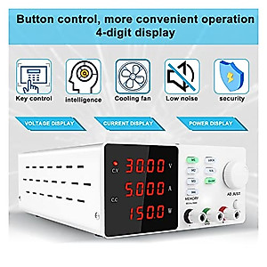 DC Power Supply, DC Lab Power Supply Adjustable Voltage 30V 5A Fine Adjustment Laboratory Regulated Switching Bench Source DIY,Electroplating DIY