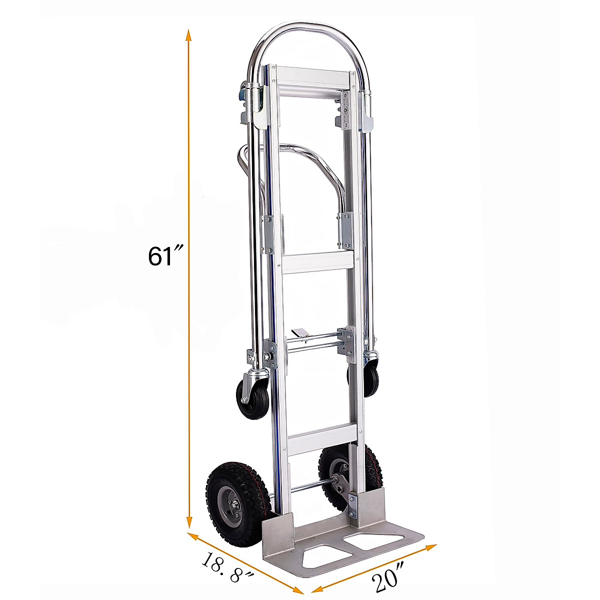 SmarketBuy Convertible Hand Truck 1000 LBS Weight Capacity 2 in 1 Heavy Duty Hand Truck Durable Aluminum and Steel Construction with Nose Plate 4 Wheels Hand Truck Dolly