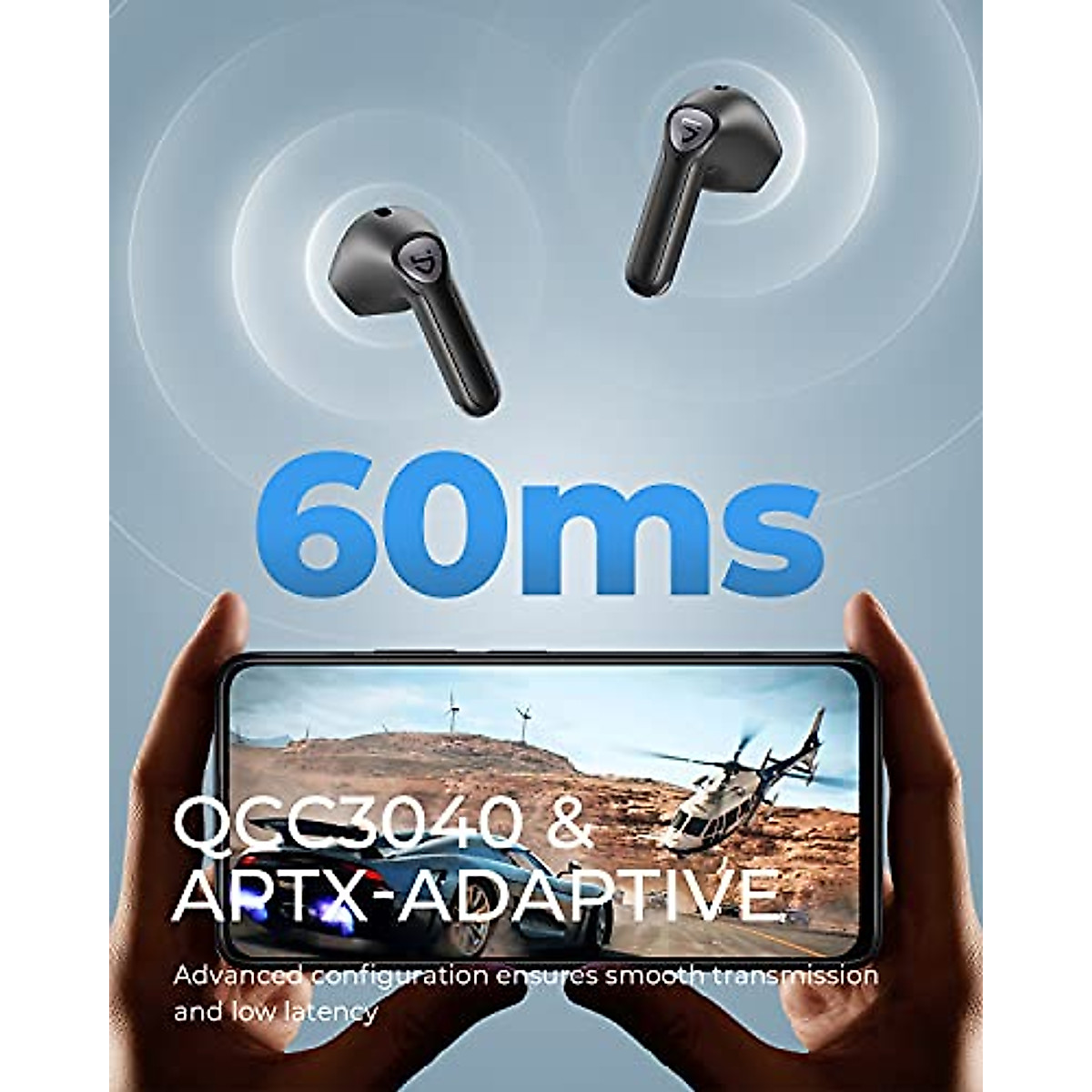 SoundPEATS Air3 Wireless Earbuds Mini Bluetooth V5.2 Earphones with Qualcomm QCC3040 and aptX-Adaptive, 4-Mic and CVC 8.0 Noise Cancellation, TrueWireless Mirroring Tech, in-Ear Detection