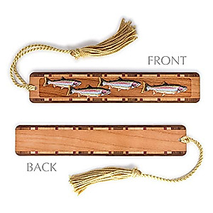 Rainbow Trout Fish Steelhead Salmon Engraved with Added Color Wooden Bookmark - Also Available with Personalization - Made in USA