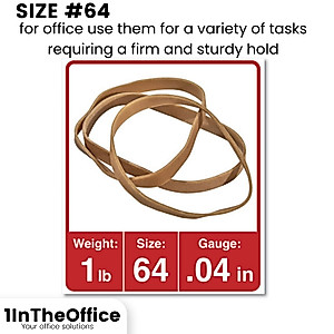 1InTheOffice Rubber Bands #64, Thick Rubber Bands, Heavy Duty Rubber Bands, Beige, Size 64, 380Pack