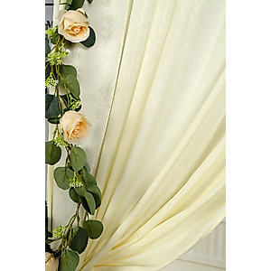 SHERWAY 9.6 Feet x 10 Feet Ivory Silky Soft Curtain Wedding Backdrop Drapes, Slightly Shiny Satiny Window Curtains for Party Ceremony Decoration