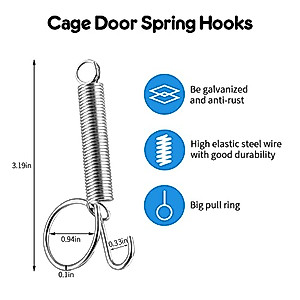 CheeFun Spring Latch Hook for Cages: Multifunctional Metal Spring Latch for Fixing Pet Cage Door (10 Pcs)