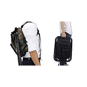 HANERDUN 3 in 1 Cooler Backpack, Foldable Fishing Chair, Portable Backpack Chair with Fabric Cooler Bag, Soft Sided Cooler Chair for Outdoor Hiking Events Beach Fishing Camping