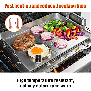 Griddle For Gas Grill,Flat Top Grill With Removable Grease Tray,24 * 16in Stainless Steel Nonstick Griddle Grill,Universal Griddle With Retractable Stand Accommodates Different Size Of Grill