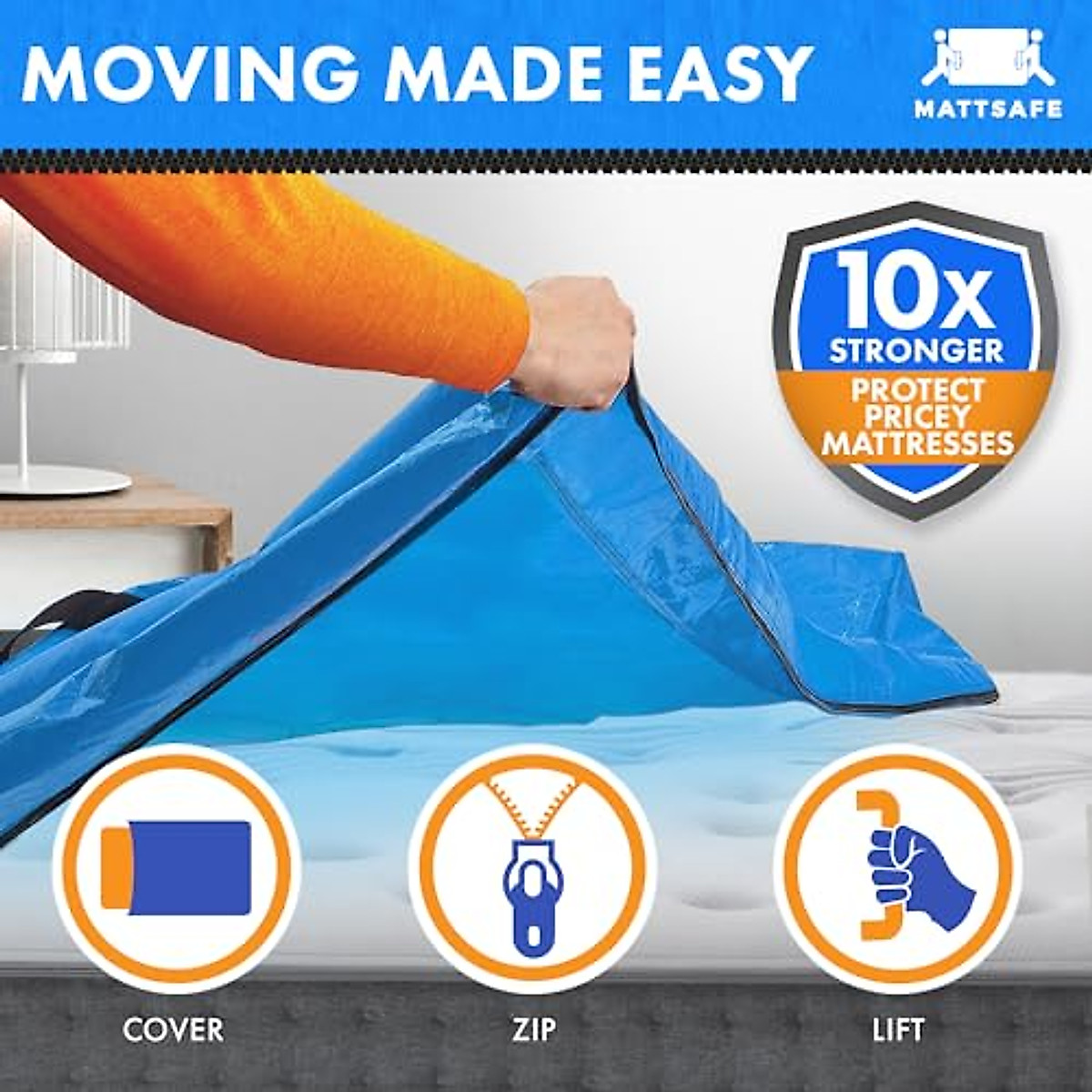 Nordic Elk Mattress Bags for Moving and Storage (full Xl Size) - Mattress Cover for Moving - Heavy Duty, 8 Handles and Strong Zipper Closure Storage Bag Supplies & Bags