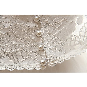 Meiqiduo Baby Princess Girls Christening Baptism Gowns Formal Dress 2Pcs Ivory White with Cloak (18M/16-18months)