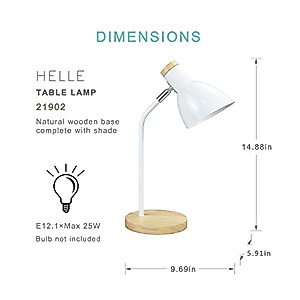 Lampwell Helle Office Desk Lamp for Home Office,Adjustable Desk Lamp for Bedrooms,Modern Desk Lamp for Desk,Kids Desk Lamp,Student Desk Lamp for Dorm,9.69×5.91×H14.88IN,Bulb Excluded,White Desk Lamp