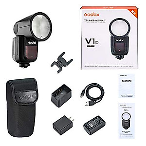 Godox V1-C Round Head Camera Flash Speedlite, 2.4G X Wireless HSS 76Ws Speedlight Flash for Canon 6D 7D 50D 60D 500D 550D 600D 650D 1000D 1100D 1DX 580EX II 5D Mark II III