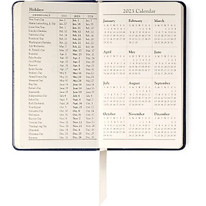 2023 Pocket Datebook Planner Journal, Genuine Leather, Bound in the USA, 5", Traditional Red