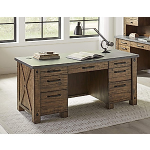 Martin Furniture IMJA680 Double Pedestal Desk, Brown