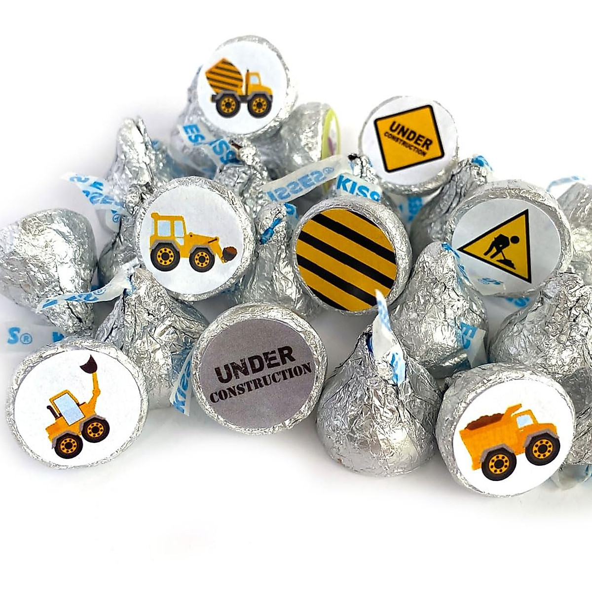 Under Construction Dump Truck Labels for Hershey's Kisses Chocolates by Adore By Nat - Candy Stickers - Set of 240