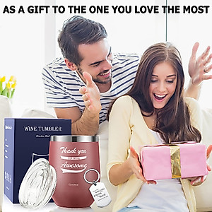 GENUINED Thank You Gifts | Birthday Gifts for Women | Thank You for Being Awesome | Employee Appreciation Gifts | 12 OZ Stainless Steel Insulated Tumbler with Straw