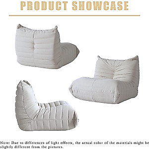 JACH 34" Comfy Lazy Floor Sofa Couch, Teddy Velvet Mohair Fireside Corner Bean Bag Chairs for Adults, Soft Lounge Foam-Filled Accent Single Chair for Living Room Bedroom Office Salon, Beige