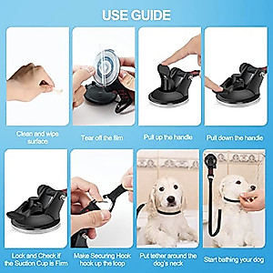 Dog Bathing Tether with Heavy Suction Cup, Dog Grooming Tub Restraint Soft Nylon Leash with Adjustable Collar for Pet Dog Cat Shower and Grooming