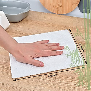 belhope Bamboo Kitchen Dish Cloths, Absorbent Quick Drying Reusable Cleaning Cloths, 9.8 x 9.8 Inches, 6-Pack, White