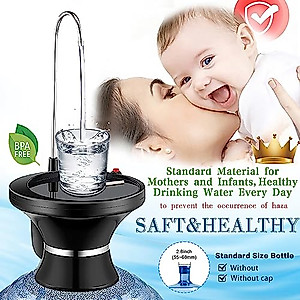 Christmas Water Dispenser, Automatic Electric Drinking Water Bottle Pump for 1-5 Gallon Jug– USB Rechargeable – Ultra-Hygienic BPA-Free Water Kettle Dispenser, Portable for Home Office Camping (black)