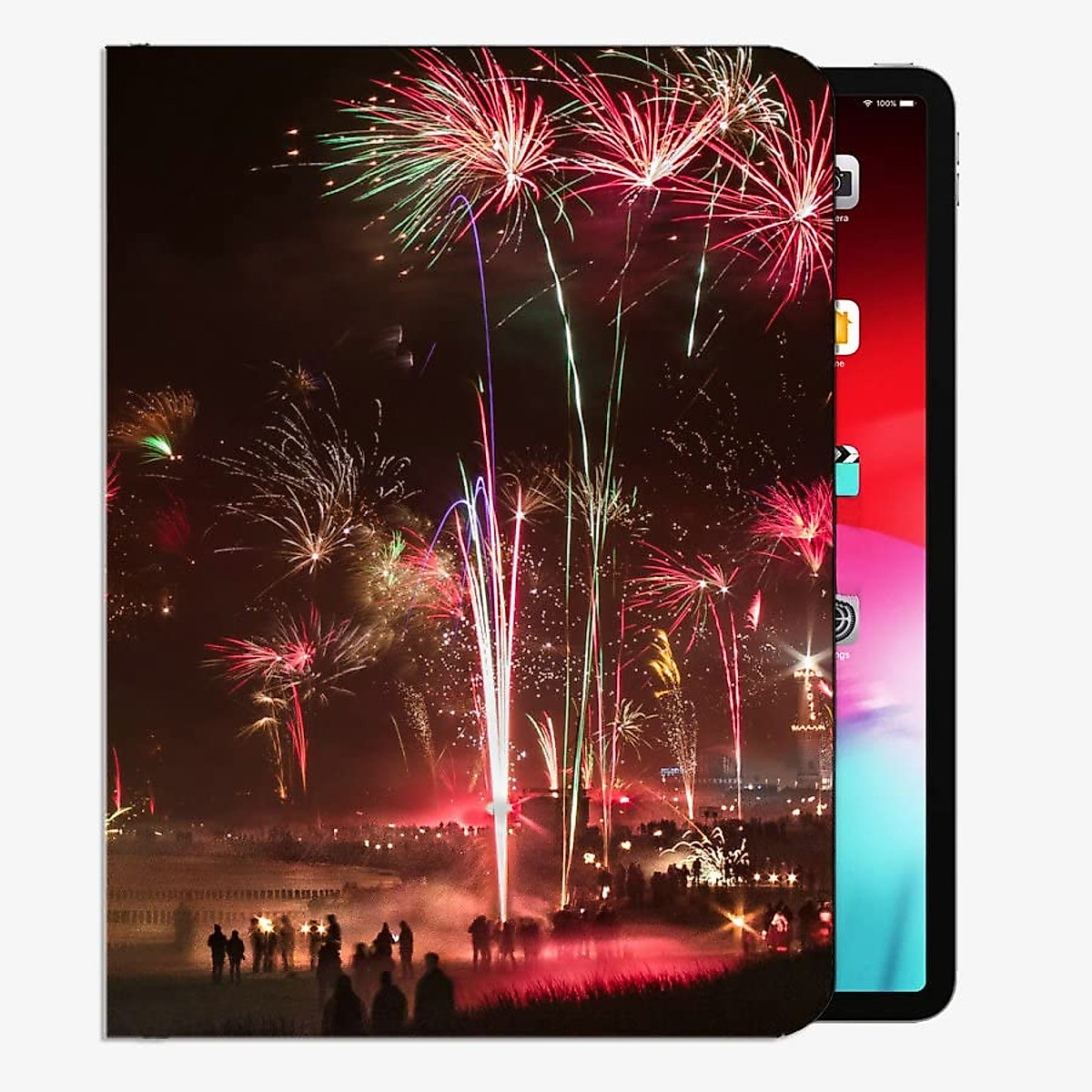 Wugao for iPad Pro 12.9 Case 2021/2020 Cover,Winter Lighthouse Snow Beach Business Folio Stand Cover with Pencil Holder