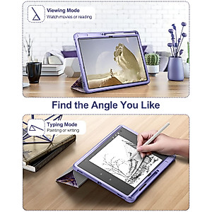 ONPINT Leather Case for Samsung Galaxy Tab S8 Plus/ S7 Plus/ S7 FE 12.4-inch, Built-in Screen Protector Folio Tablet Cover Magnetic Trifold Stand with S-Pen Holder for Women Men Cute, Lavender