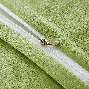 JAUXIO Faux Fur Fluffy Body Pillow Cover Luxury Striped Plush Decorative Body Pillowcase, Ultra Soft and Cozy Zipper Closure 21 x 54 Inches, Apple Green